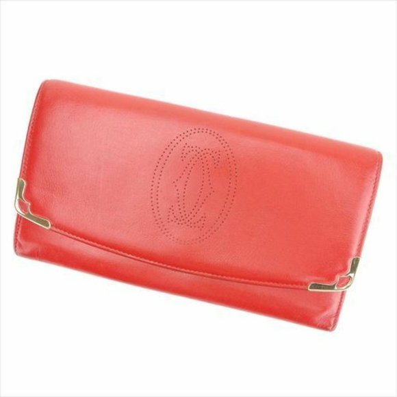 Cartier | Bags | Cartier Wallet Purse Long Wallet Red Gold Leather Woman Authentic Used T865 ...